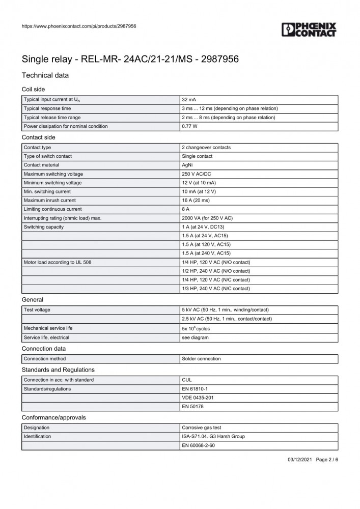 Phoenix Contact 2987956 technical document page 2