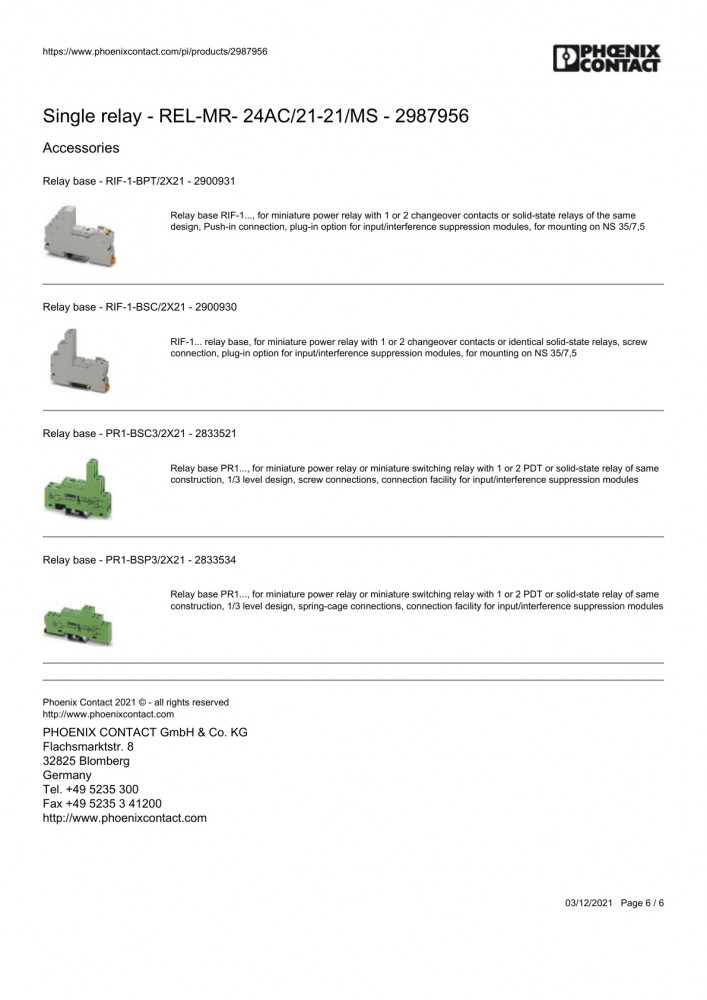 Phoenix Contact 2987956 technical document page 6