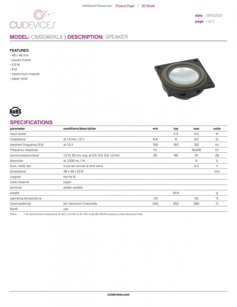 CMS0461KLX product features and construction document