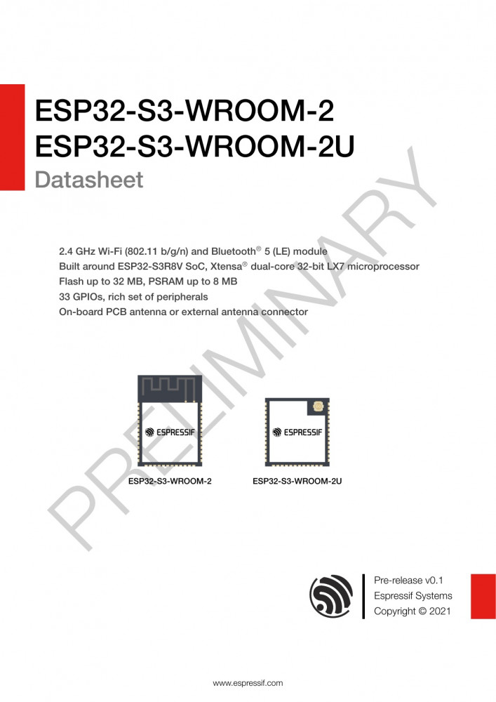 ESP32-S3-WROOM-2 datasheet page 1