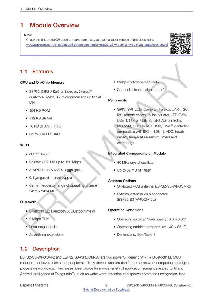 ESP32-S3-WROOM-2 datasheet page 2