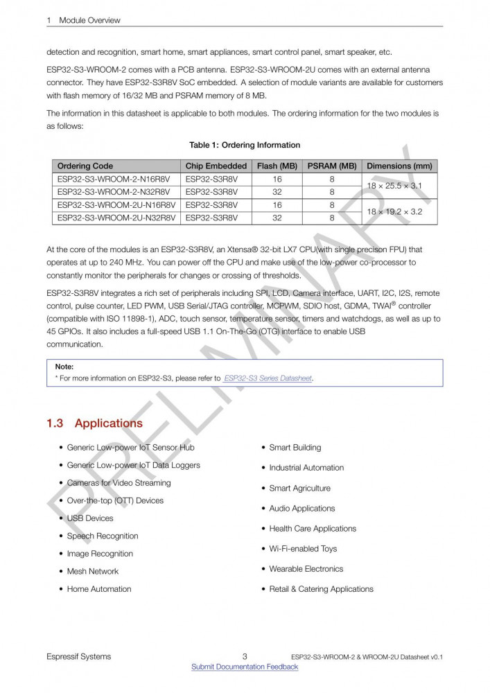 ESP32-S3-WROOM-2 datasheet page 3