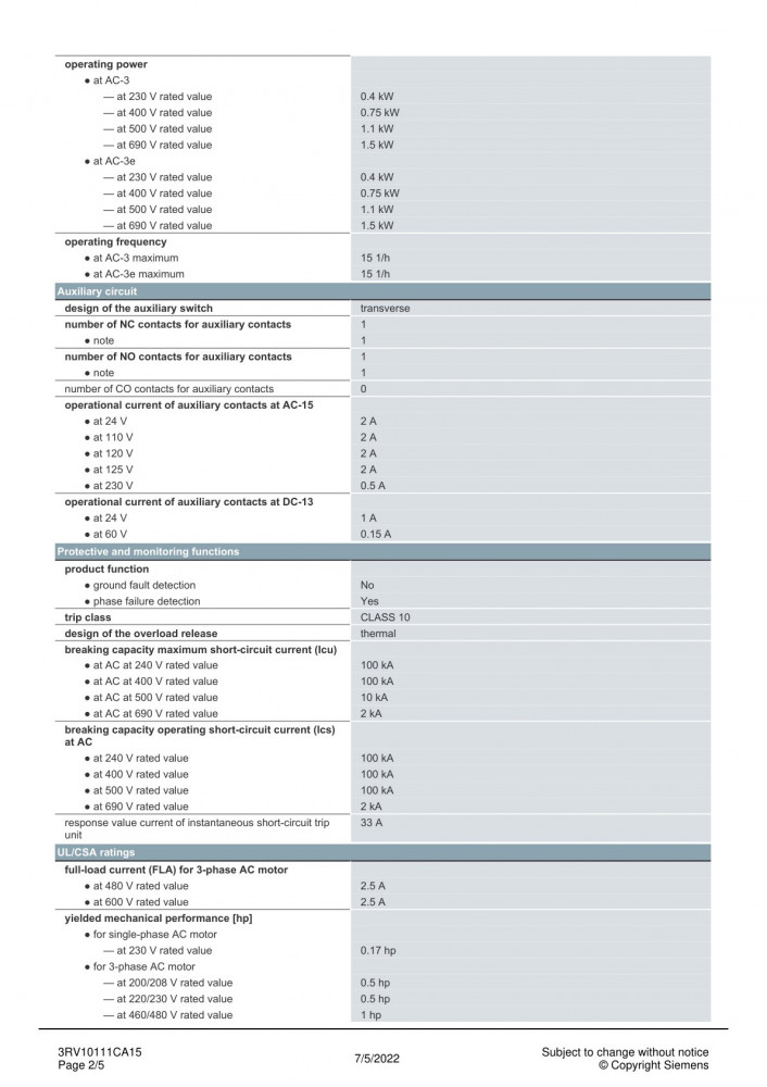 3RV1011-1CA15 documentation page 2