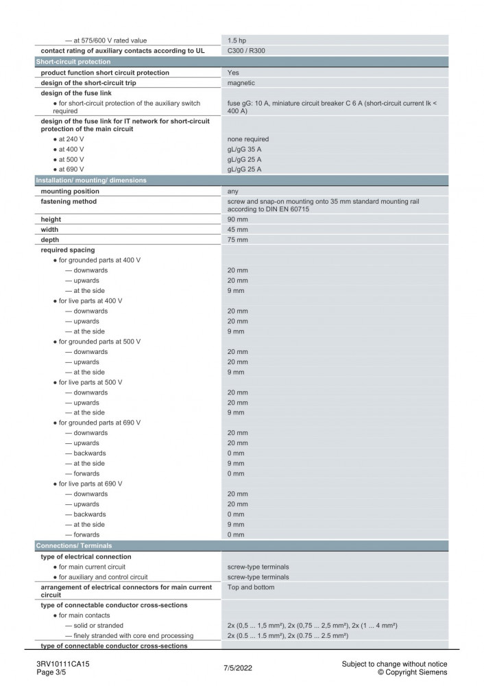 3RV1011-1CA15 documentation page 3