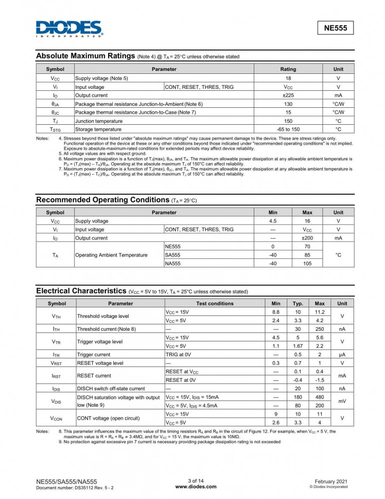 NE555S-13 datasheet page 3
