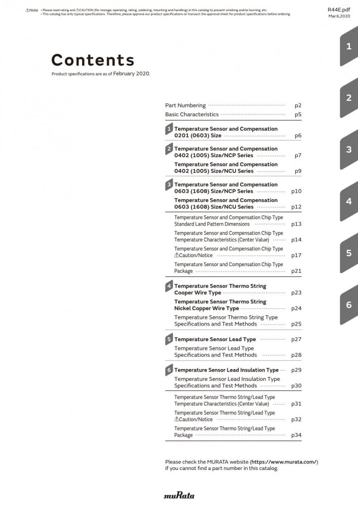 Murata NTC thermistor catalog page 3