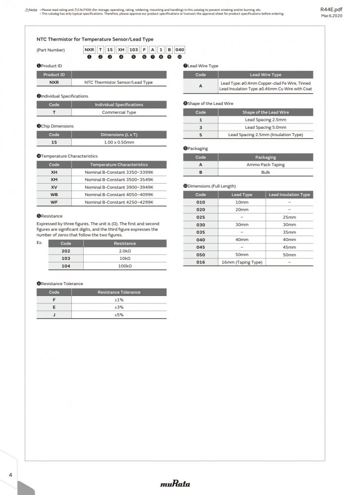 Murata NTC thermistor catalog page 6
