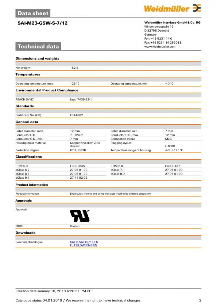WEIDMULLER 1169920000 documentation page 2