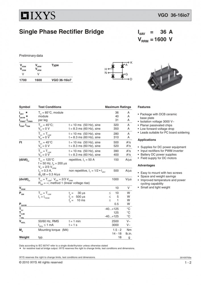 VGO36-16IO7 datasheet page 1