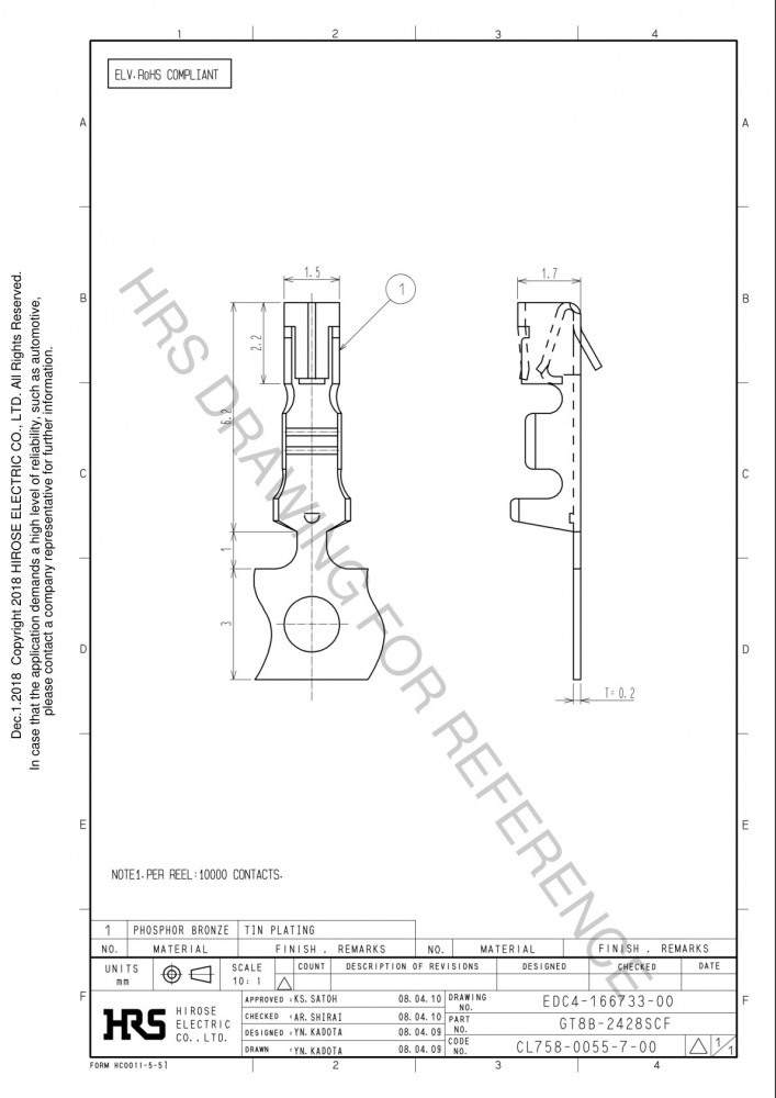 HRS GT8B-2428SC technical drawing page