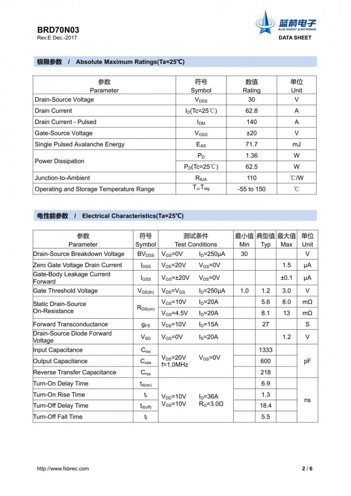 BRD70N03 datasheet page 2