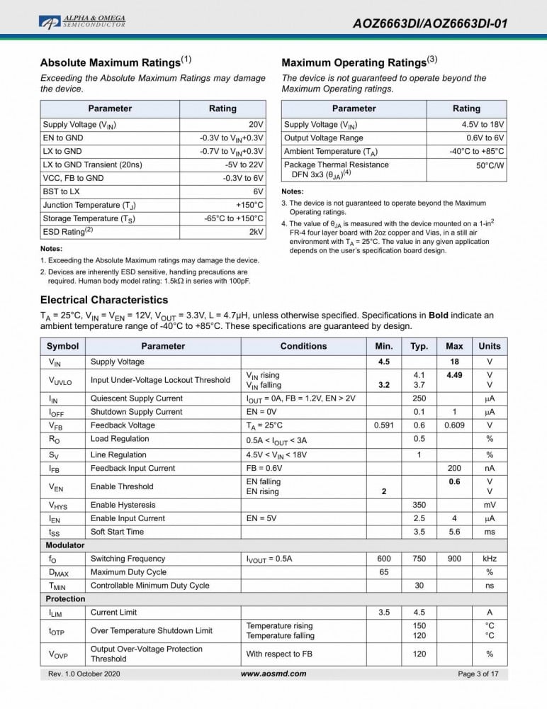 AOZ6663DI datasheet page 3