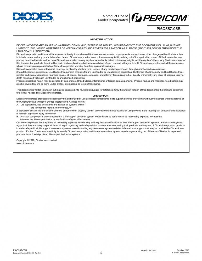 PI6C557-05BLE datasheet page 10