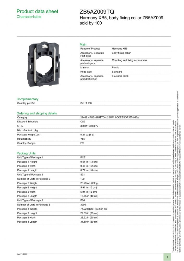 ZB5AZ009TQ technical document page 1