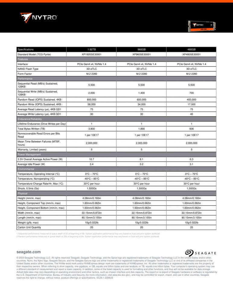 Seagate Nytro 4350 datasheet page 2