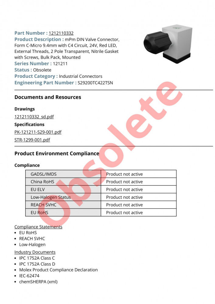 MOLEX 1212110332 technical document preview, page 1