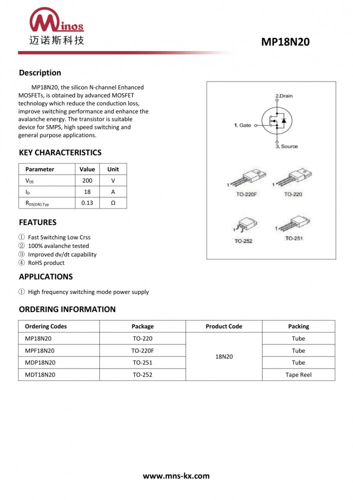 MP18N20 datasheet page 1