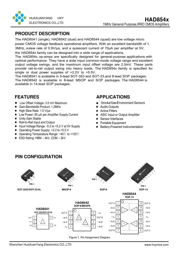 HAD8542ARZ datasheet page 1
