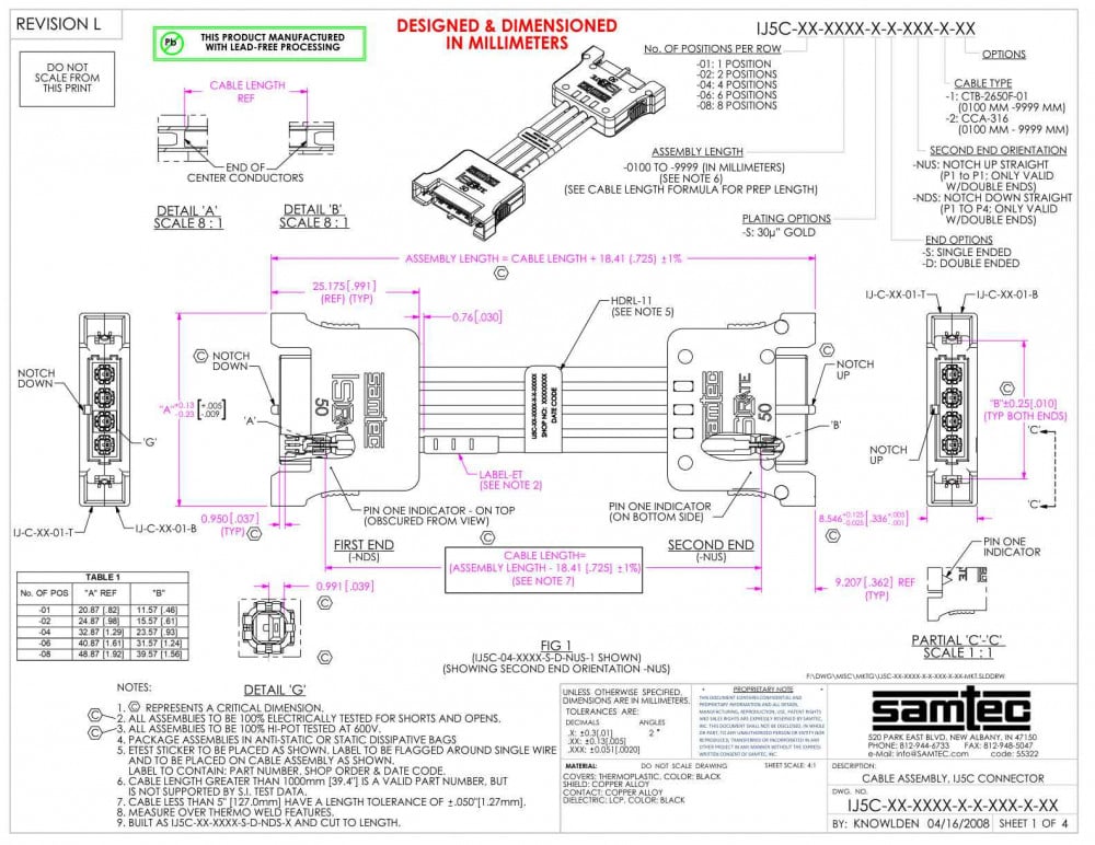 Samtec IJ5C drawing page 1