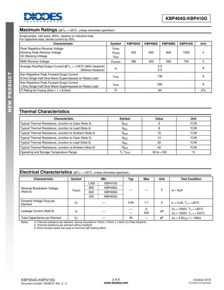 KBP410G datasheet page 2