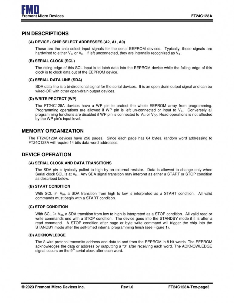 FT24C128A datasheet page 3