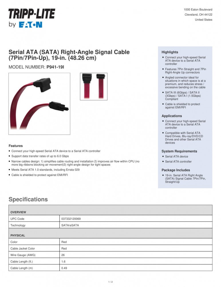 EATON P941-19I product documentation page 1