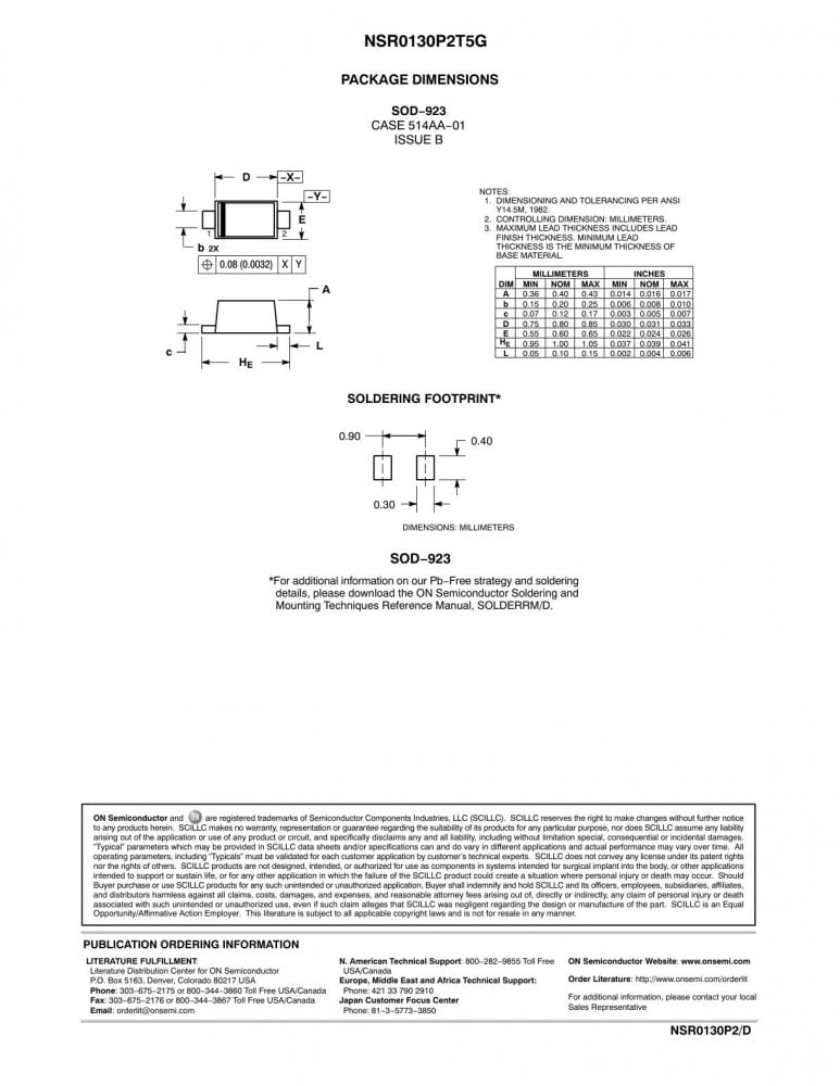 NSR0130P2T5G technical document page 3