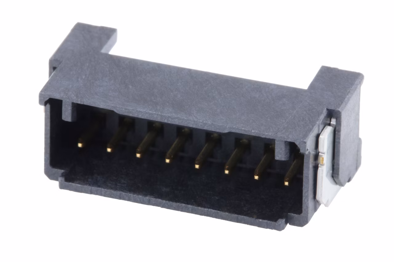 Mini-Fit Max Vertical Header, Single Row, Surface Mount, 6 Circuits, Matte Tin (Sn) Plating, Black, Glow-Wire Capable, with Pick-and-Place Tape, Tape and Reel