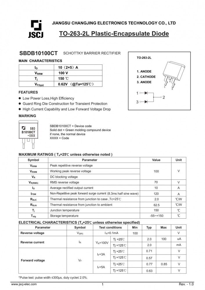 SBDB10100CT datasheet page 1