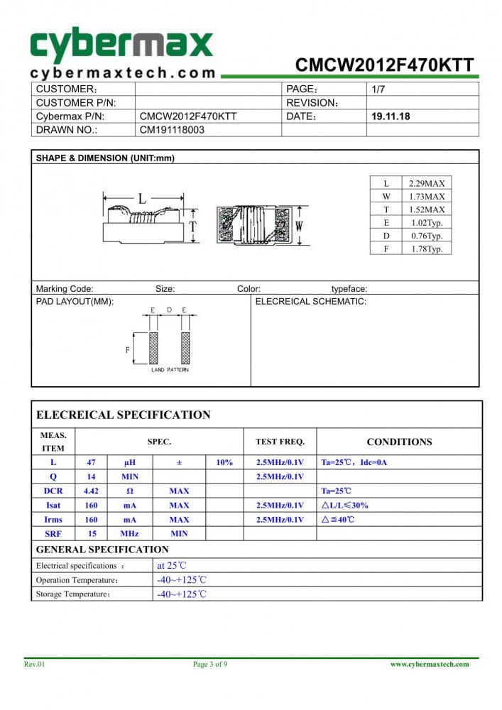 CMCW2012F470KTT specification page 3