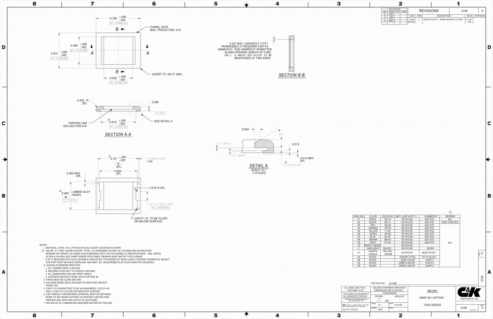C&K 615602263 technical document page