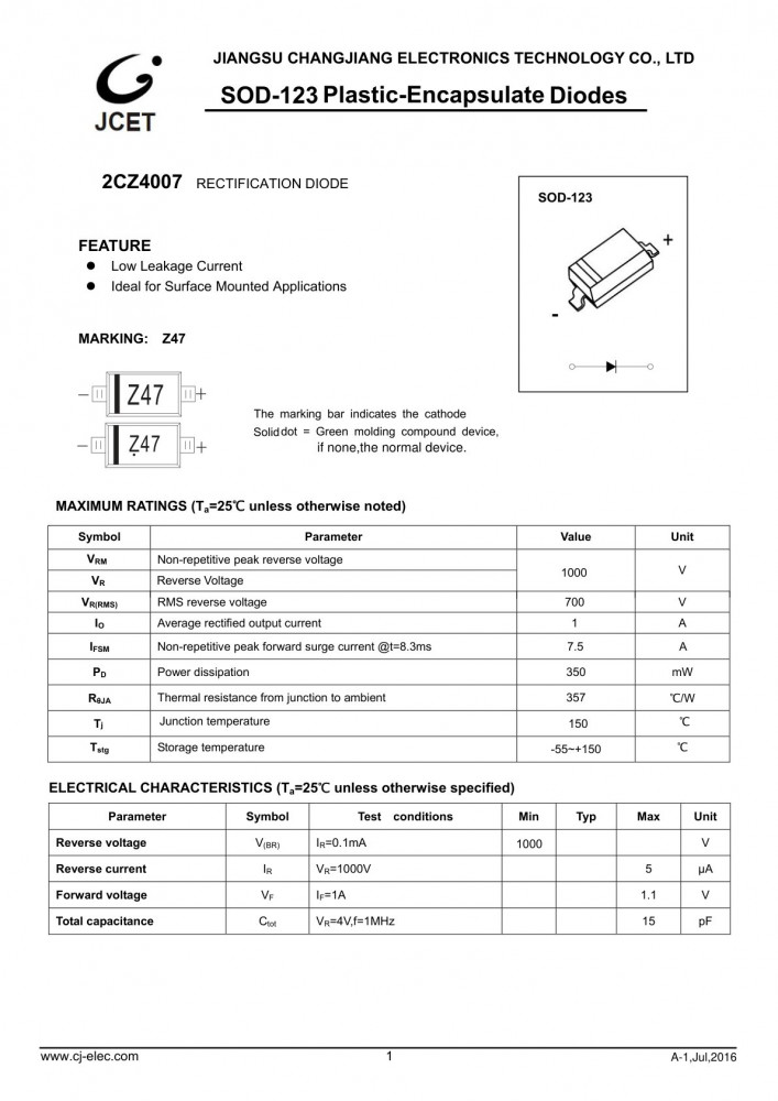 2CZ4007 datasheet page 1