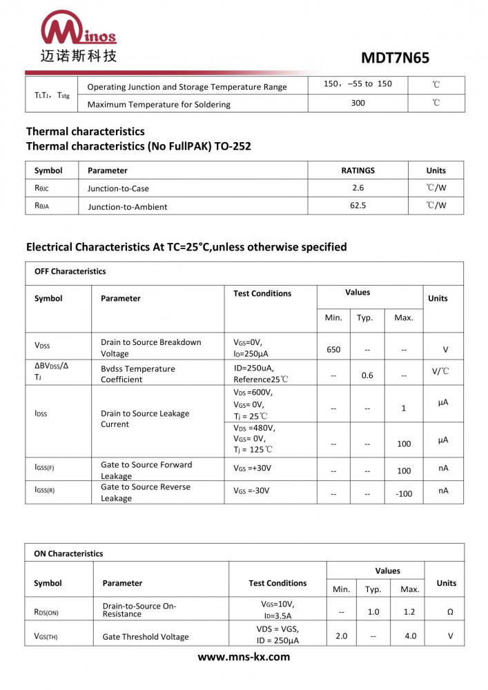 MDT7N65 datasheet page 2
