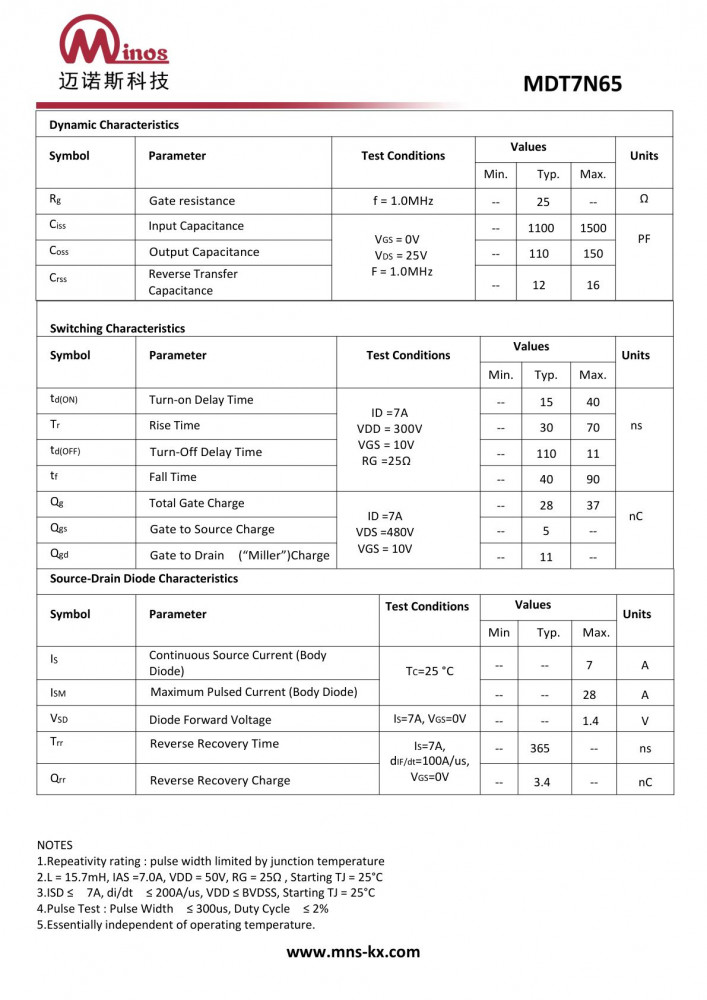 MDT7N65 datasheet page 3