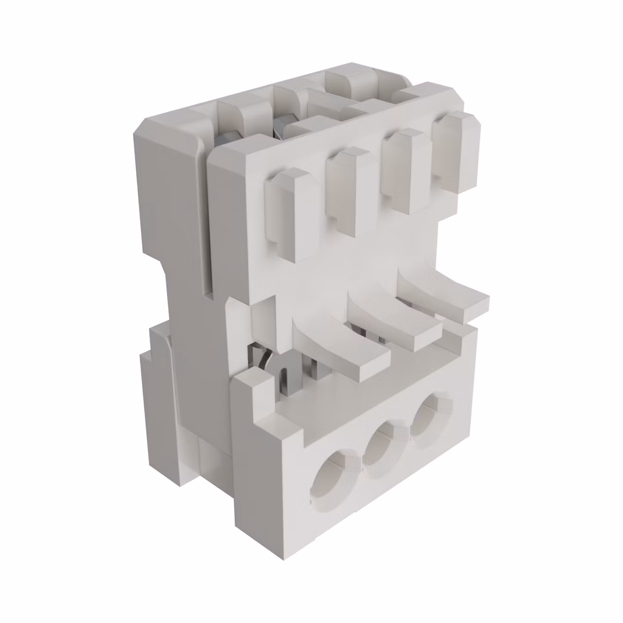 Appli-Mate RAST 2.5 IDT Housing, 2.50mm Pitch, Female, 3 Circuits, Beaded Terminal, Position Keys A & D Removed, Slotted Endwalls, Polarizing Rib Between Circuits 1 & 2