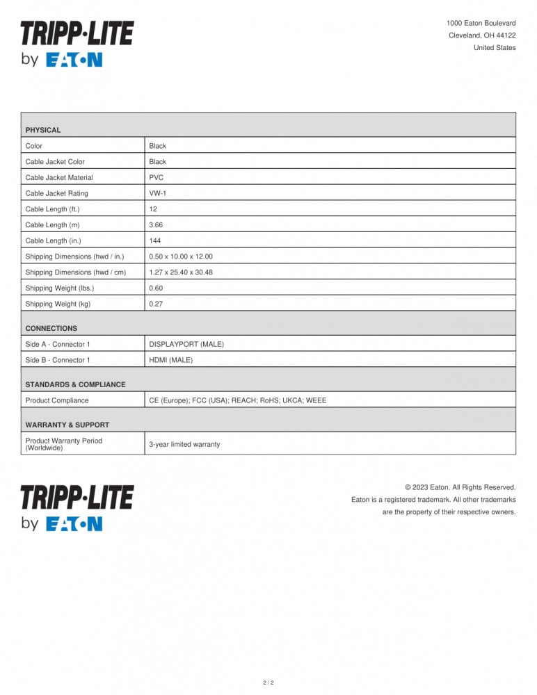 P582-012-HD-V2A technical document page 2