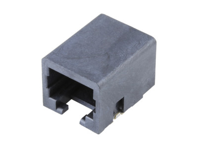 Modular Jack, Right-Angle, LCP, Surface Mount, 6/4, 2 Ports, 1.27µm Gold Plating