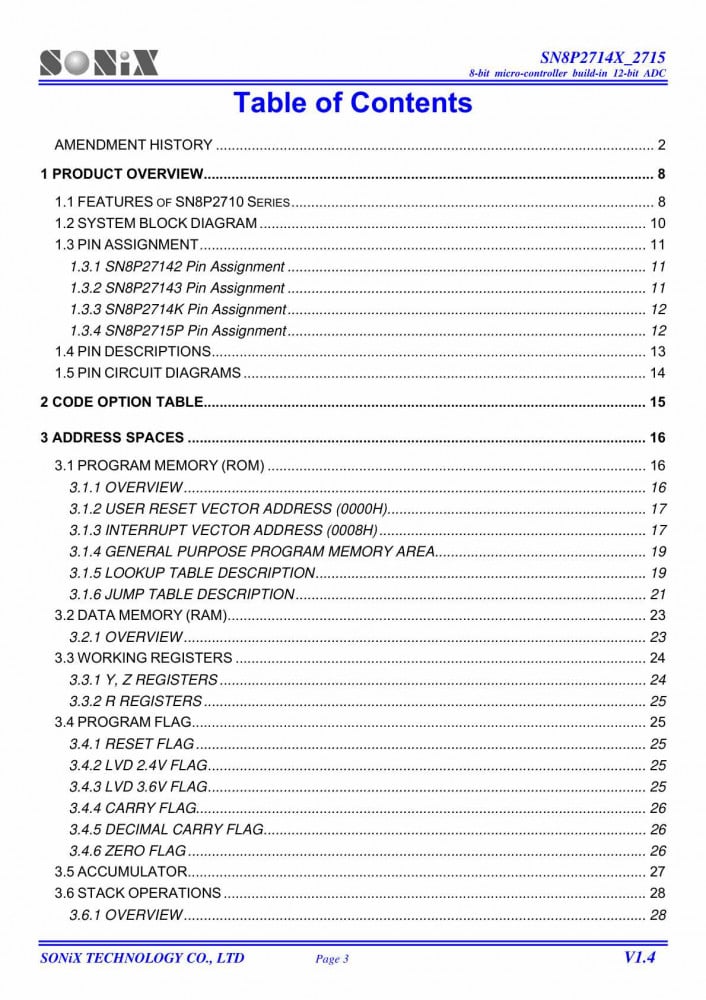 SN8P2714X_2715 manual page 3