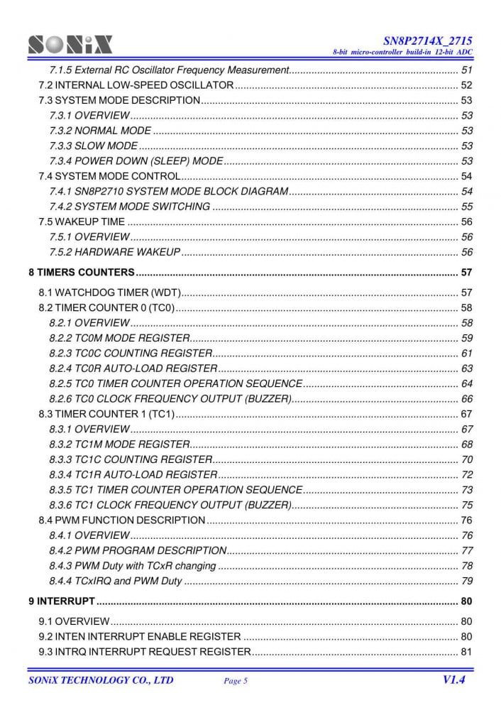 SN8P2714X_2715 manual page 5