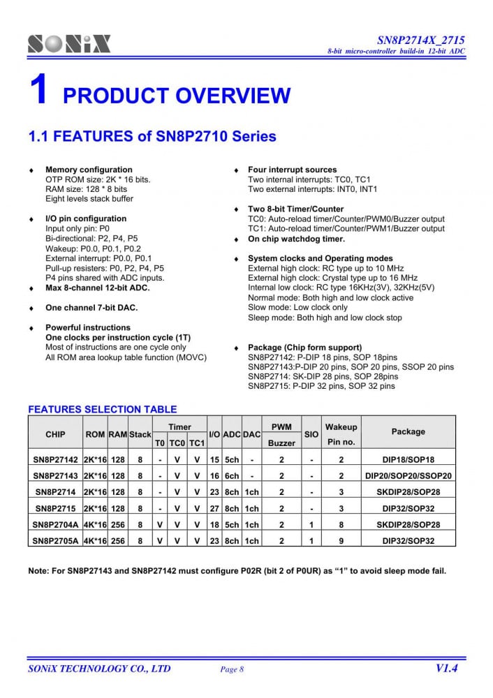 SN8P2714X_2715 manual page 8