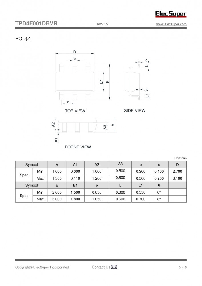 TPD4E001DBVR datasheet page 6