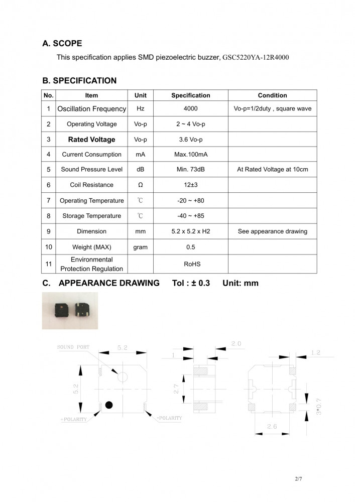 GSC5220YA-12R4000 specification page 2