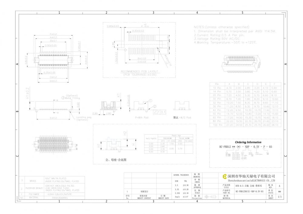 HCTL HC-PBB12NB(3.0)-40DP-0.5V-03 technical drawing