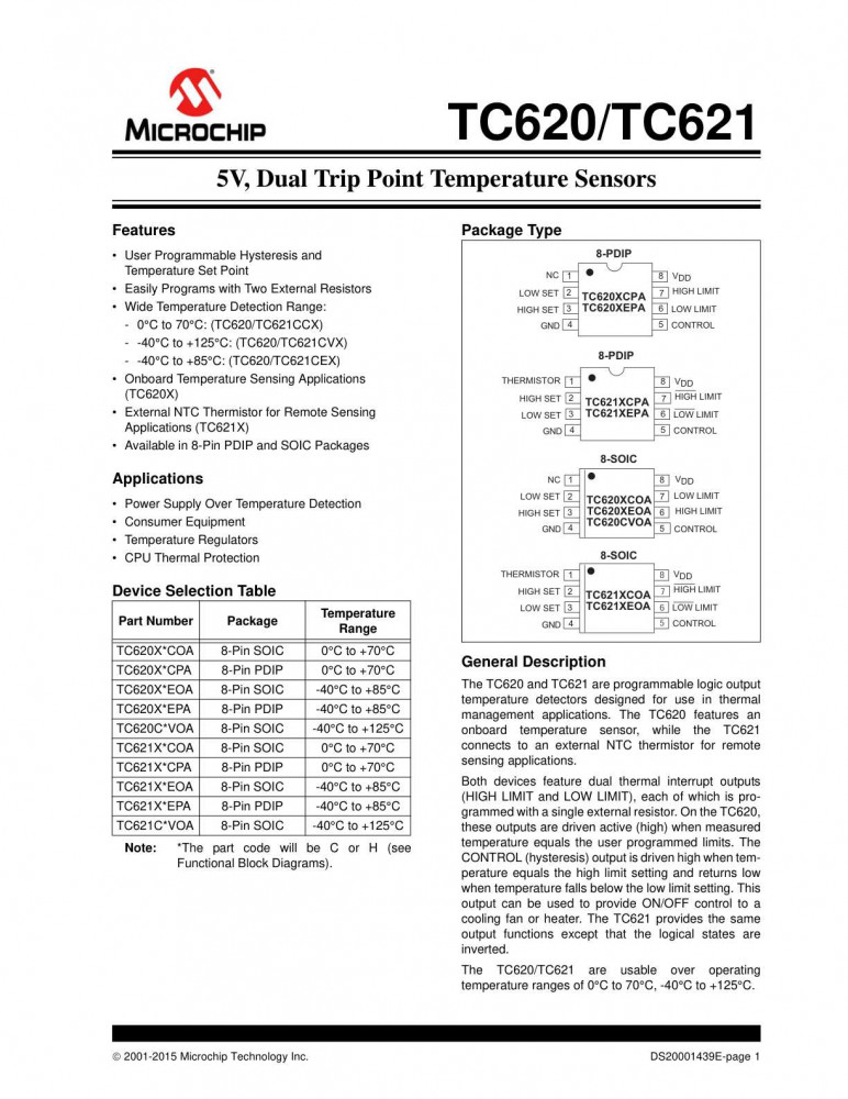 TC620/TC621 datasheet page 1