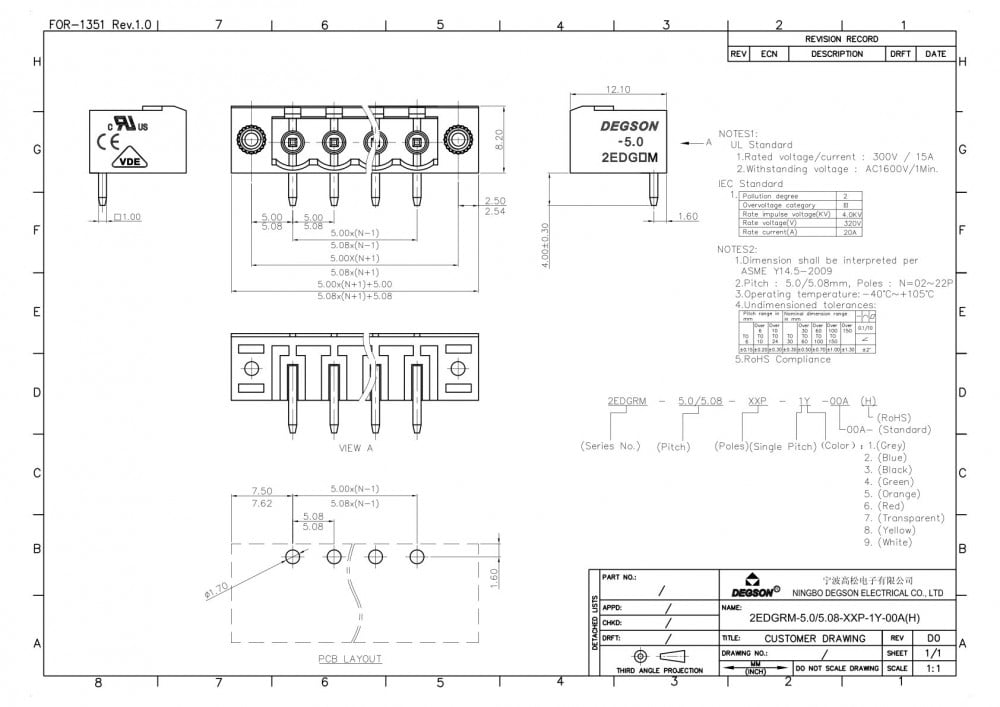 DEGSON 2EDGRM-5.08-04P-14-100A(H) technical document preview