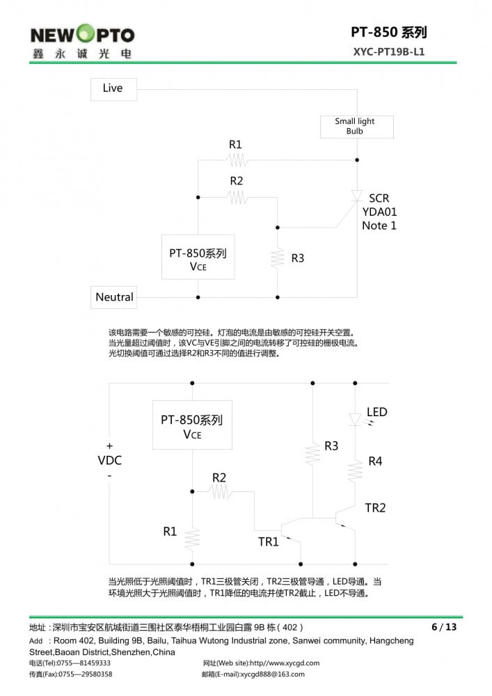 XYC-PT19B-L1 datasheet page 6