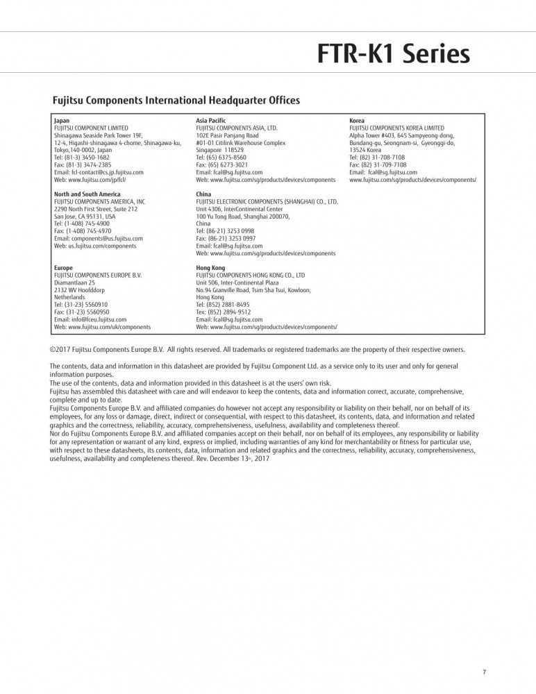 FTR-K1 series datasheet page 7