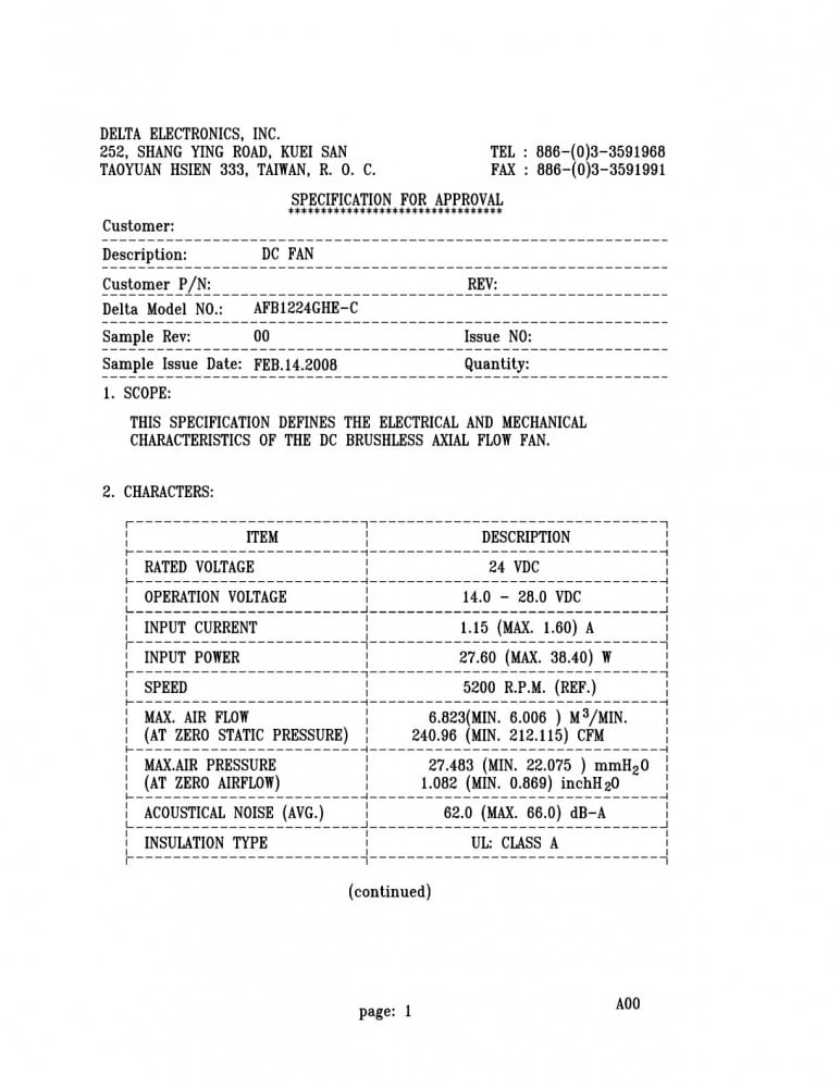 AFB1224GHE-C specification page 2