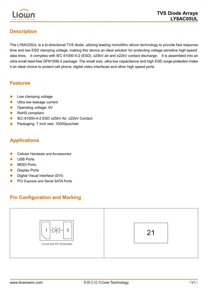 LY8AC05UL datasheet page 1