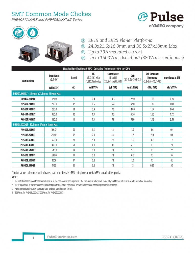 PH9408 series datasheet page 1